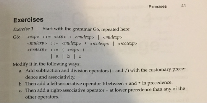 Solved Exercises 41 Exercises Exercise 1 Start with the | Chegg.com