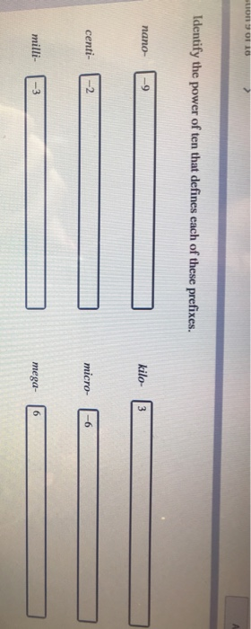 Solved Identify the power of ten that defines each of these | Chegg.com
