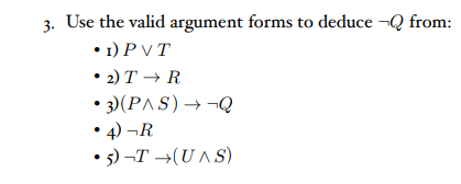 Solved 3. Use the valid argument forms to deduce ¬Q from: - | Chegg.com