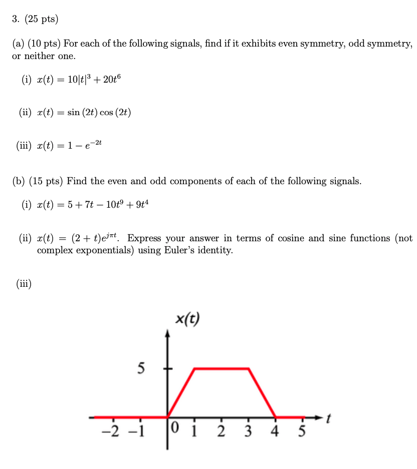 Solved 3. (25 pts) (a) (10 pts) For each of the following | Chegg.com