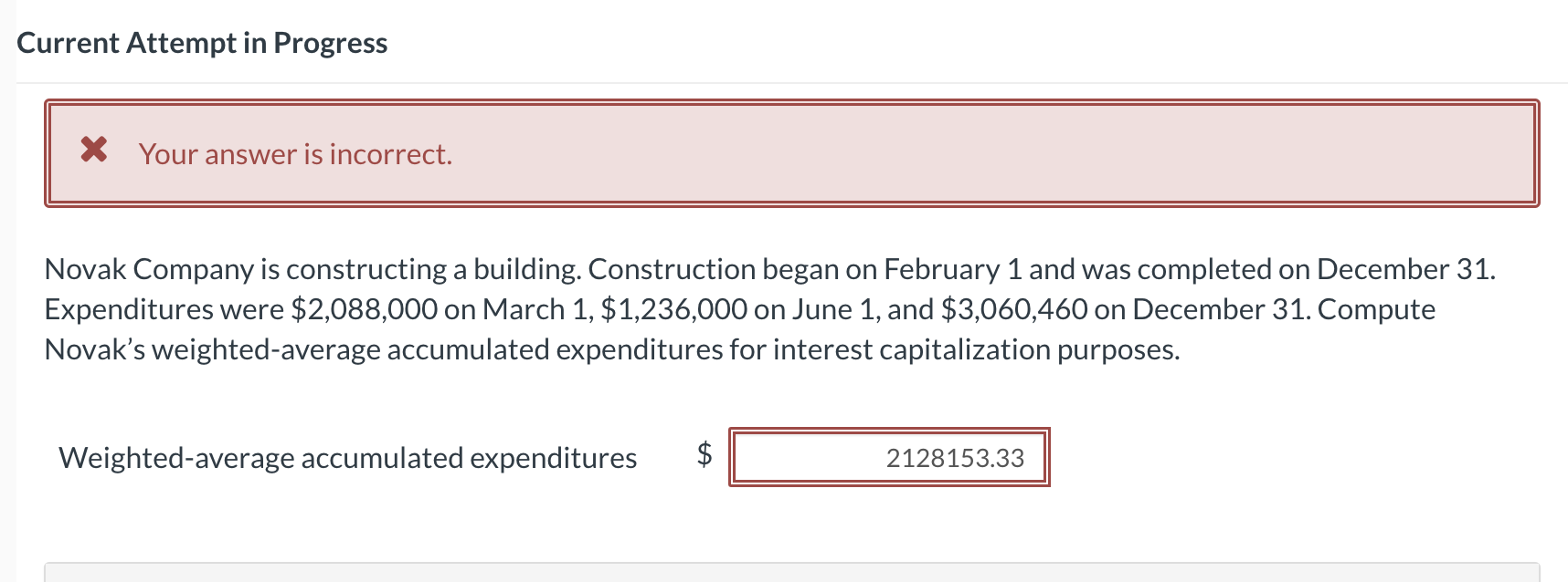 Solved Current Attempt in Progress Novak Company is | Chegg.com