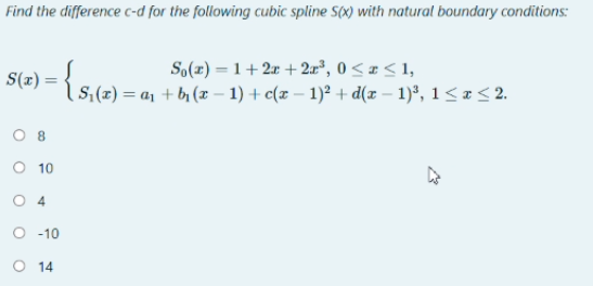 Solved Find the difference c-d for the following cubic | Chegg.com