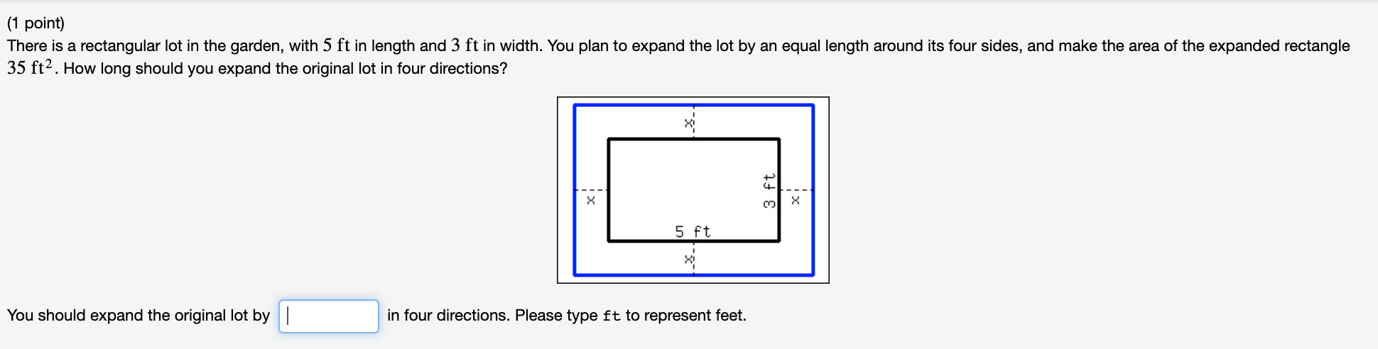 Solved (1 point) There is a rectangular lot in the garden, | Chegg.com