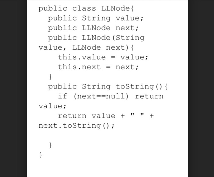 Solved Problem 1: LinkedList Util.java Using the LLNode java | Chegg.com