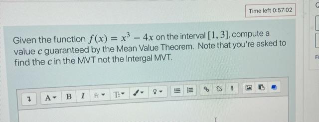Solved Given the function f(x)=x3−4x on the interval [1,3], | Chegg.com