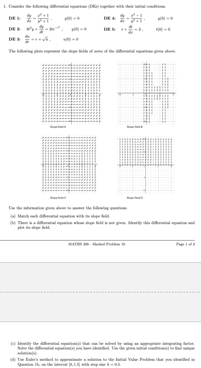 Solved Consider the following differential equations (DEs) | Chegg.com
