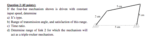 Solved If the four-bar mechanism shown is driven with | Chegg.com