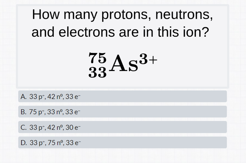 Solved How many protons, neutrons, and electrons are in this | Chegg.com