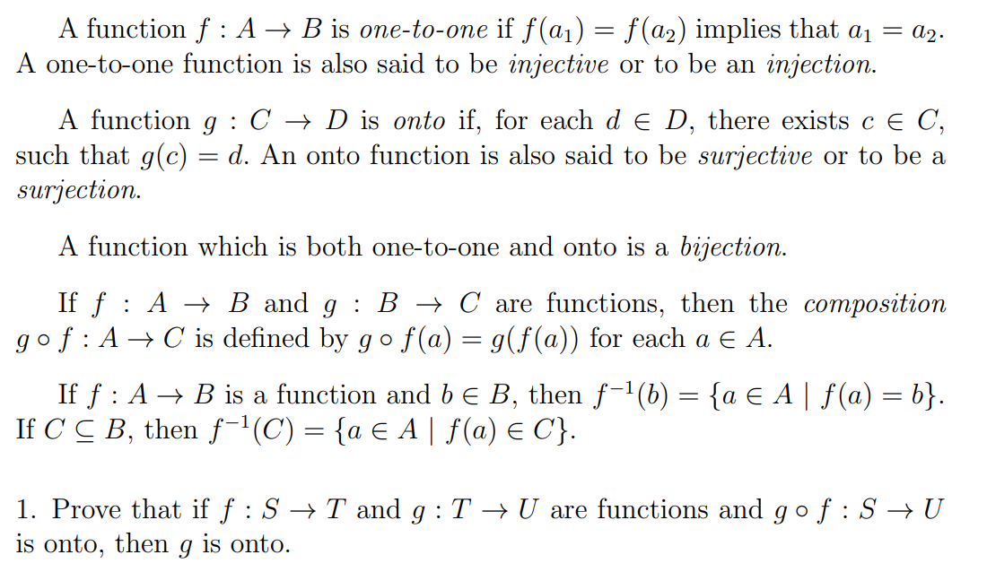 Solved A function f : A + B is one-to-one if f(ai) = f(a2) | Chegg.com