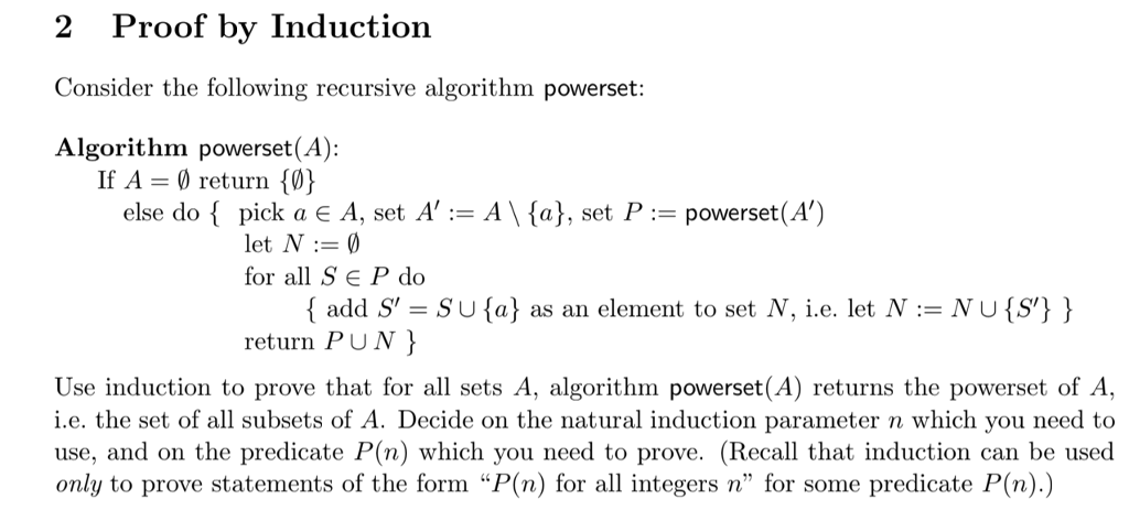 Solved 2 Proof by Induction Consider the following recursive | Chegg.com