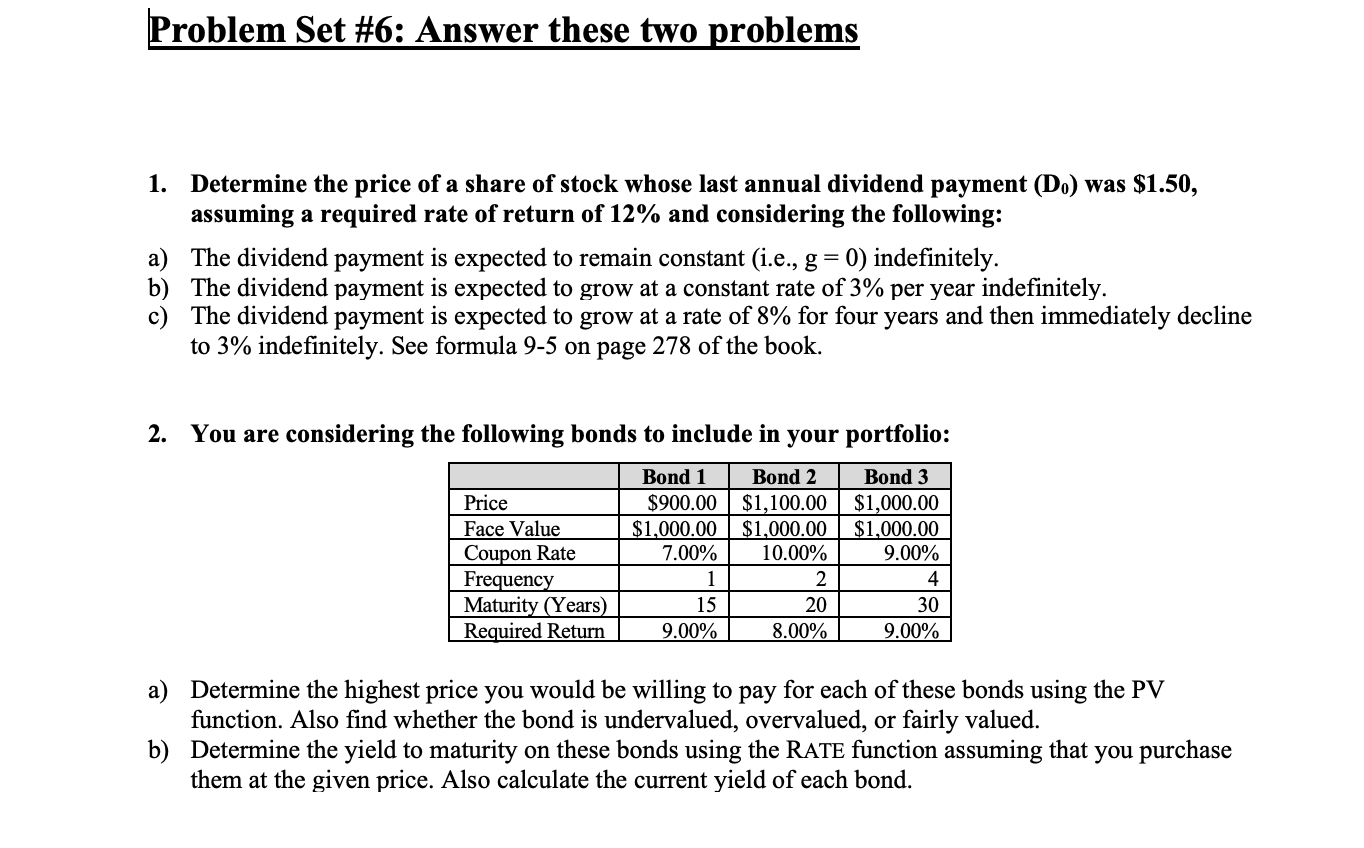 Solved Problem Set #6: Answer these two problems 1. | Chegg.com