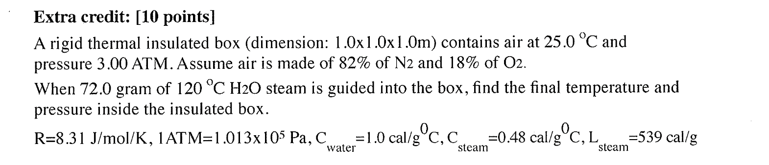 Extra credit: (10 points] A rigid thermal insulated | Chegg.com