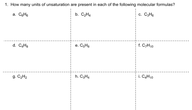 Solved How many units of ﻿unsaturation are present in ﻿each | Chegg.com