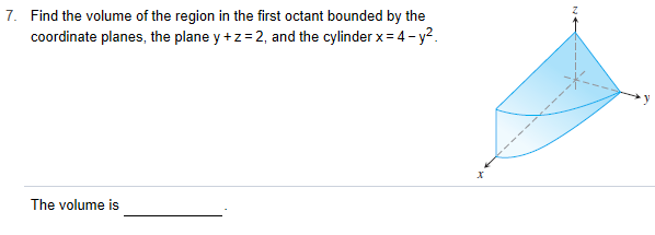 Solved 7. Find the volume of the region in the first octant | Chegg.com