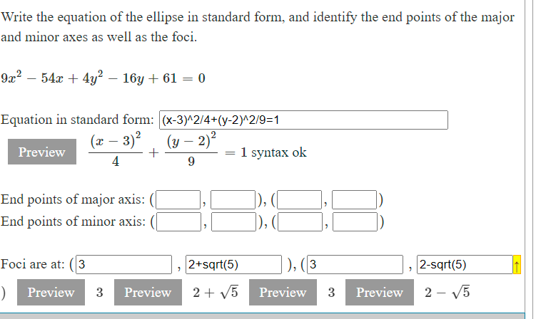 Solved Write the equation of the ellipse in standard form, | Chegg.com
