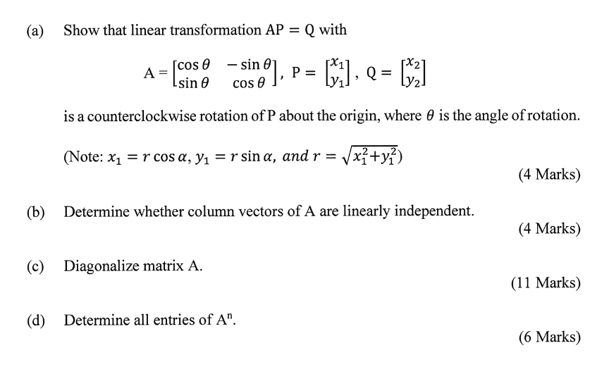 Solved (a) Show that linear transformation AP=Q with | Chegg.com