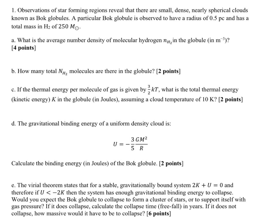 Solved 1. Observations of star forming regions reveal that | Chegg.com