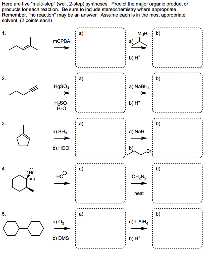 Solved Here are five "multi-step" (well, 2-step) syntheses. | Chegg.com