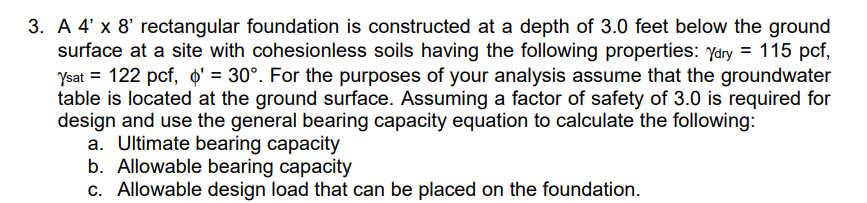 A 4′×8′ rectangular foundation is constructed at a | Chegg.com