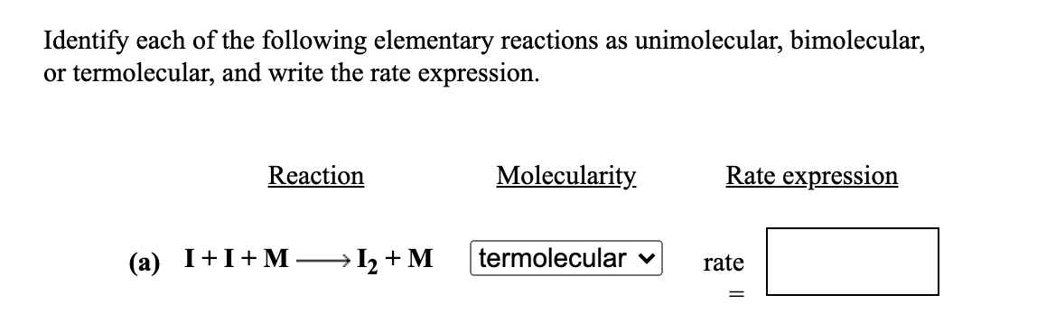 Solved Identify each of the following elementary reactions | Chegg.com