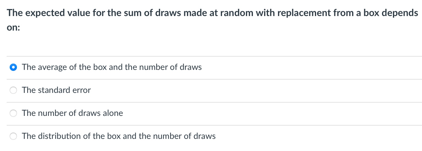 Solved The expected value for the sum of draws made at | Chegg.com