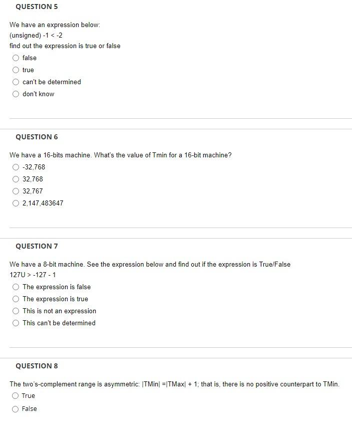 Solved QUESTIONS We have an expression below: (unsigned) -1 | Chegg.com