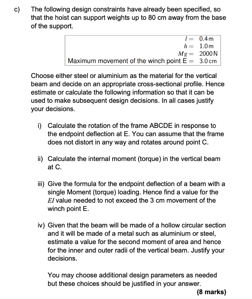 Solved 2. The principal load bearing structure for a | Chegg.com