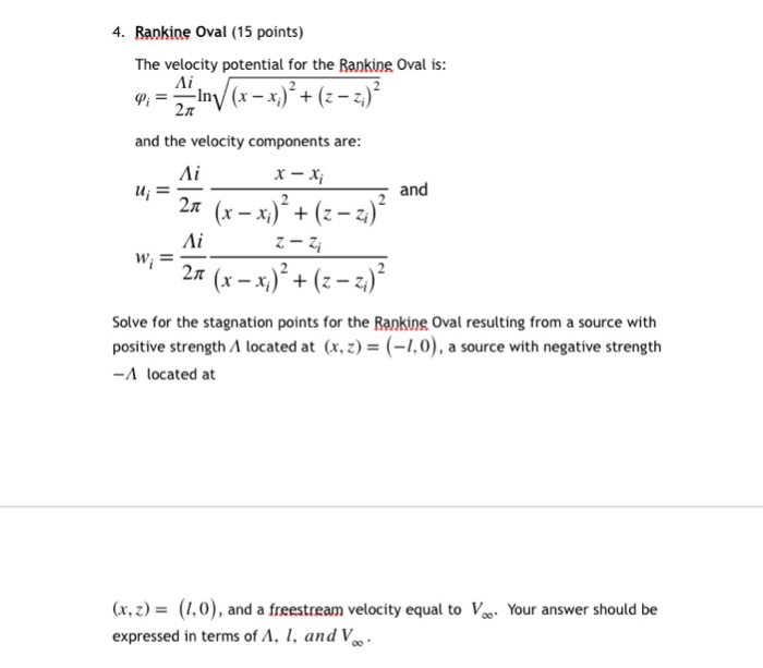 Solved 4. Rankine Oval (15 points) The velocity potential | Chegg.com