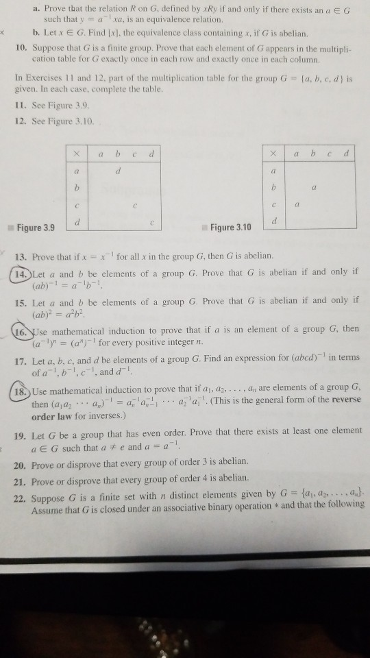 Solved a. Prove that the relation R on G. defined by XRy if | Chegg.com