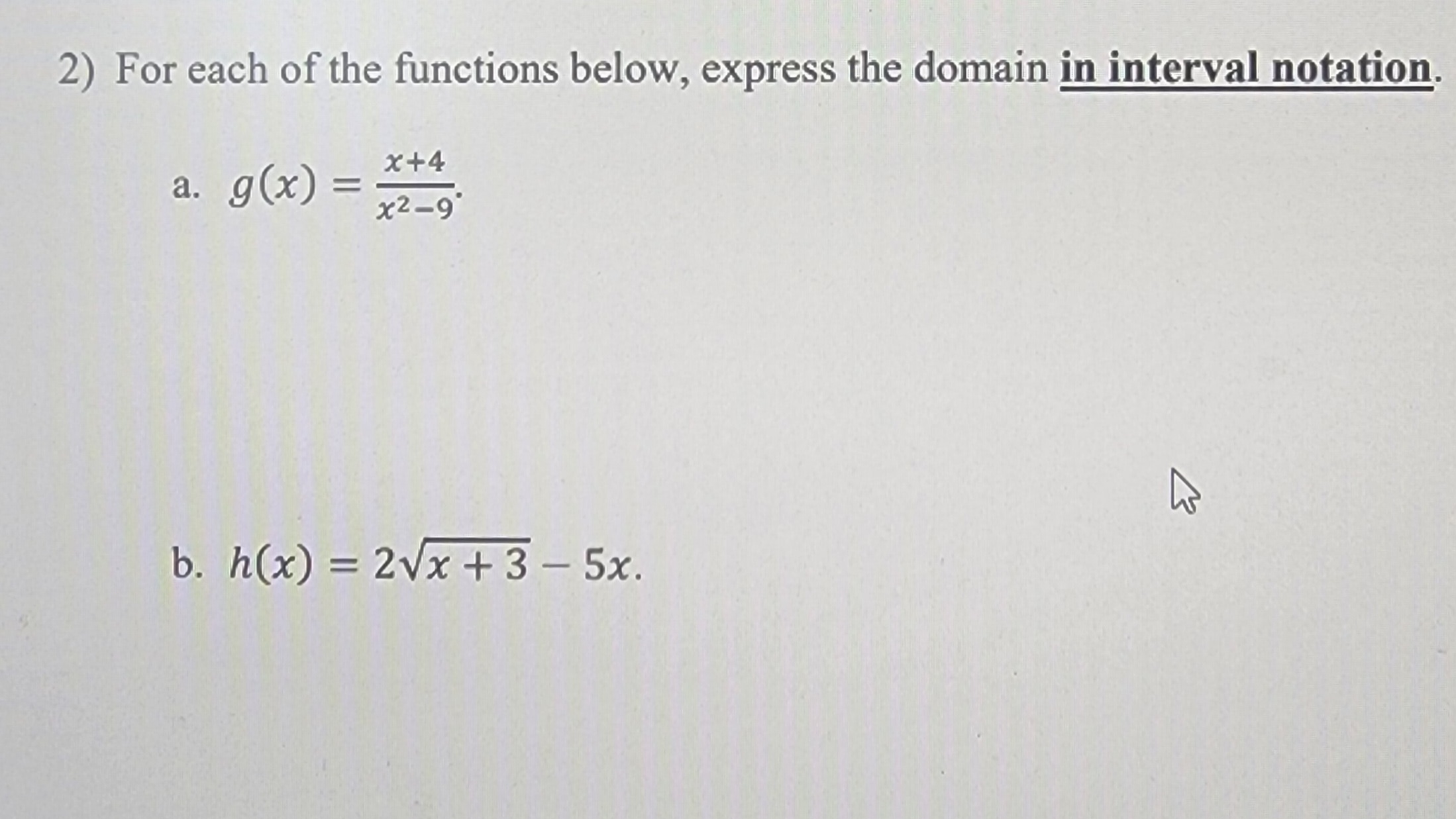 Solved 2) For each of the functions below, express the | Chegg.com
