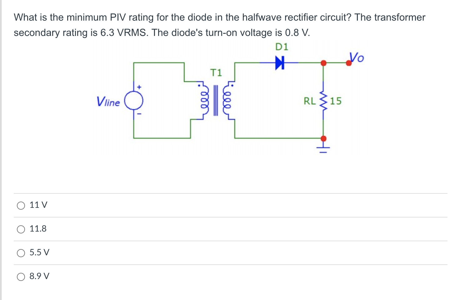Solved What is the minimum PIV rating for the diode in the | Chegg.com