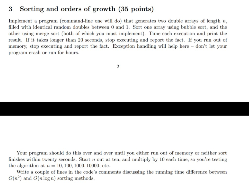 Solved 3 Sorting And Orders Of Growth 35 Points Implement 