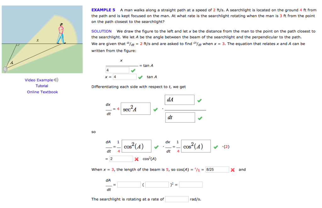 Solved EXAMPLE 5 A man walks along a straight path at a | Chegg.com