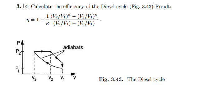Solved 3.14 Calculate the efficiency of the Diesel cycle | Chegg.com