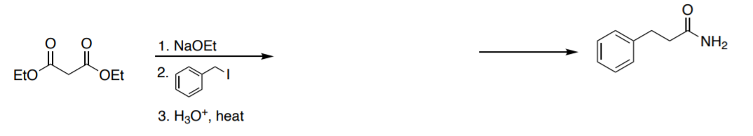 Solved O= 1. NaOET NH2 Eto OEt 2. 3. H30+, heat 1. NaOEt / | Chegg.com