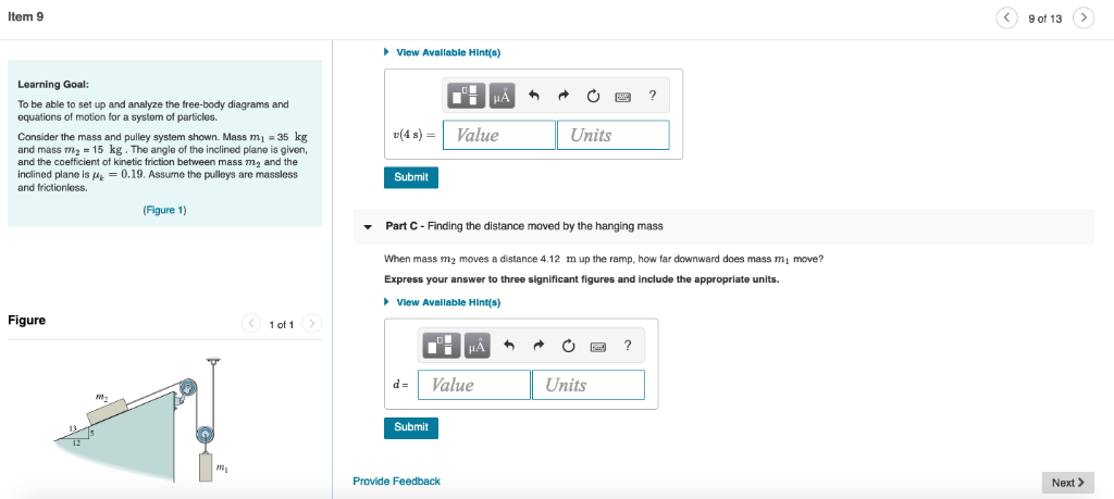 Solved 13.1-4 Equations of Motion- Fma Item 9 9 of 13> Part | Chegg.com