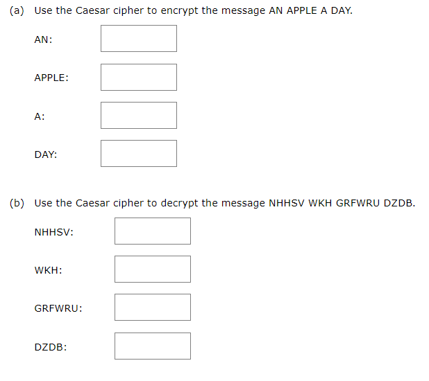 Solved A Use The Caesar Cipher To Encrypt The Message An 