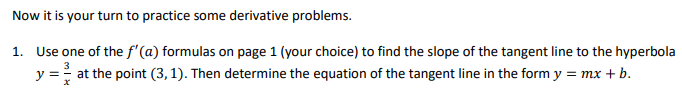 Solved Now it is your turn to practice some derivative | Chegg.com