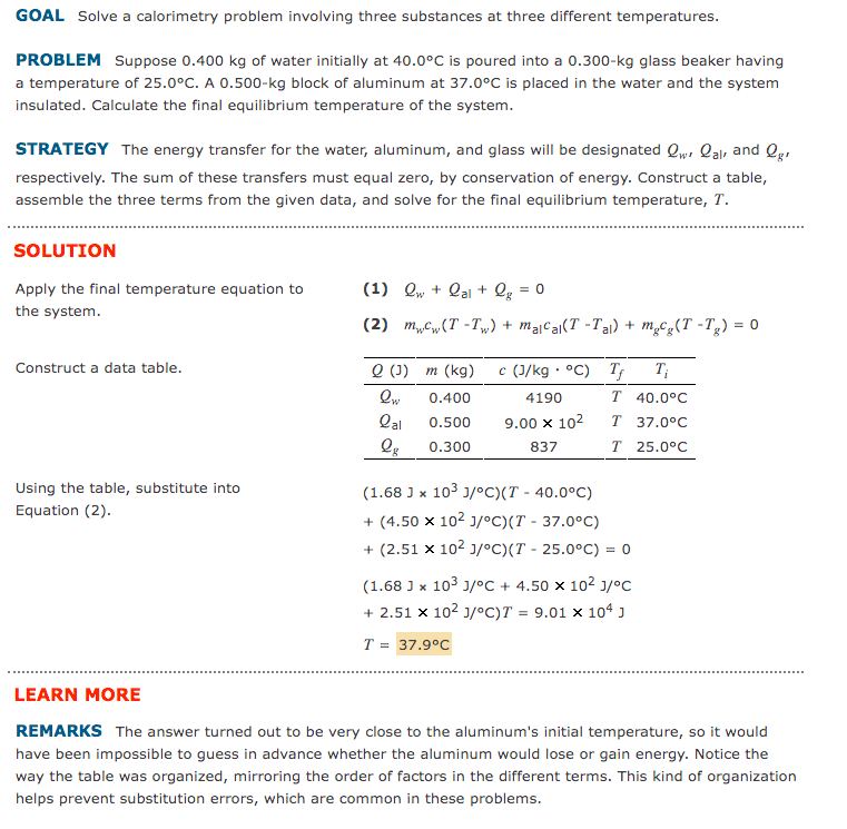 Solved GOAL Solve a calorimetry problem involving three | Chegg.com
