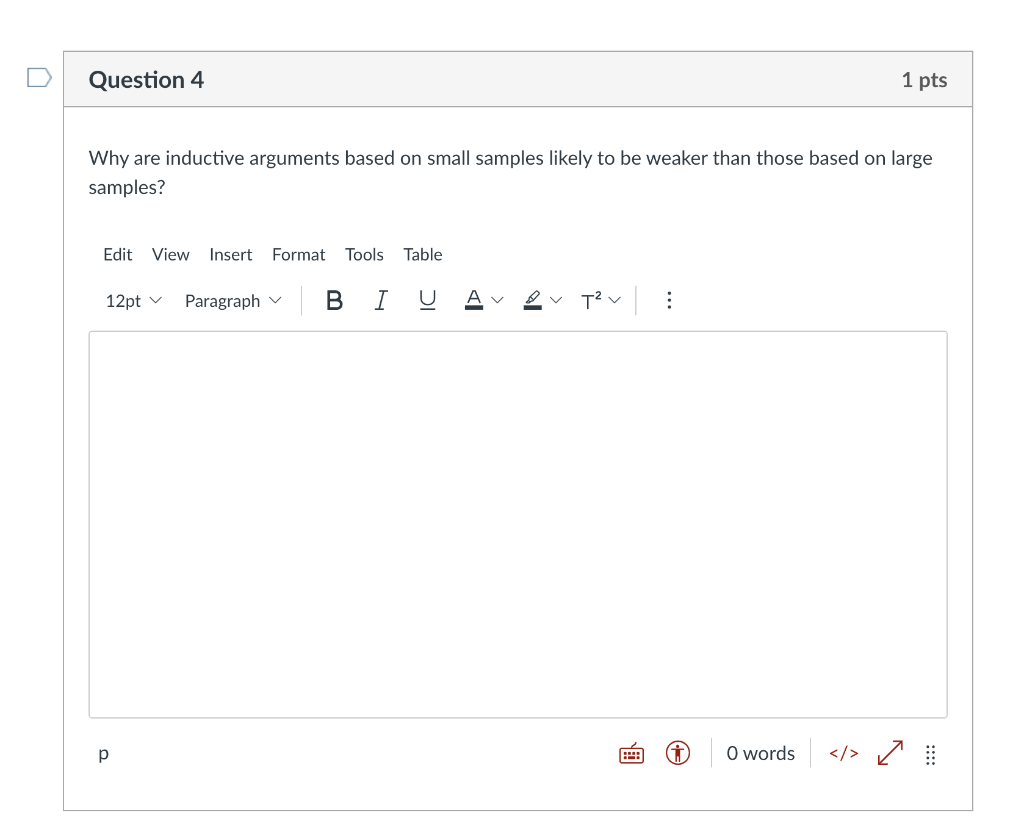 Solved Why are inductive arguments based on small samples | Chegg.com