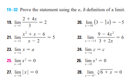 Solved 19-32 Prove the statement using the ε,δ definition of | Chegg.com