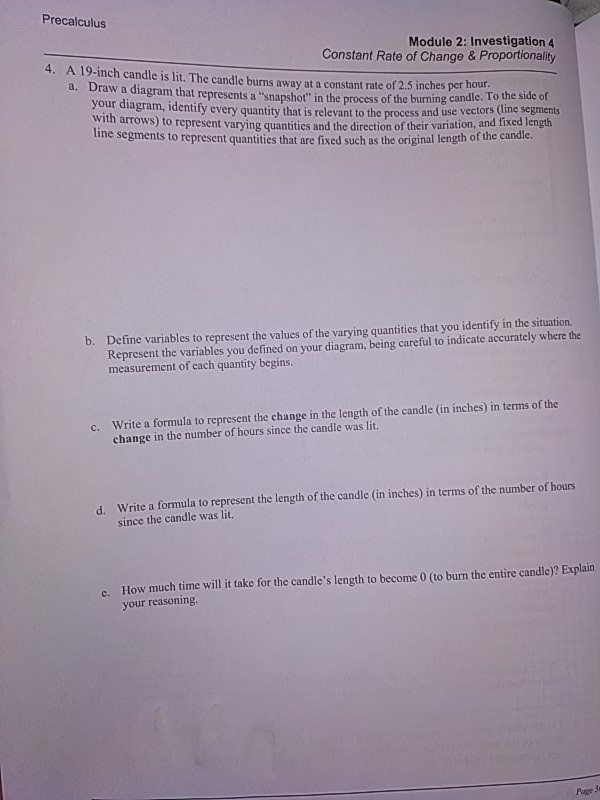 Solved Precalculus Module 2: Investigation 4 Constant Rate | Chegg.com