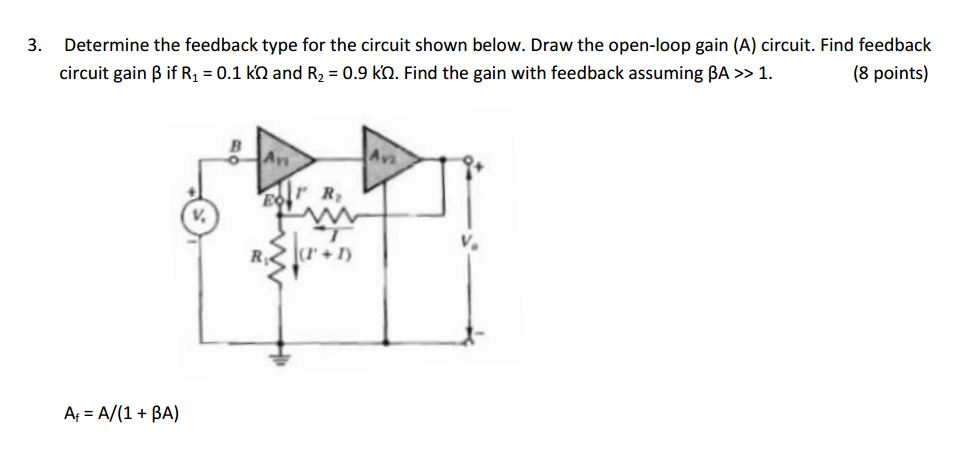 Solved 3. Determine the feedback type for the circuit shown | Chegg.com