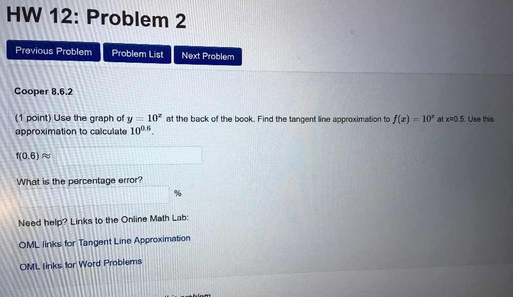 Solved HW 12: Problem 2 Previous Problem Problem List Next | Chegg.com