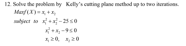 Solved 12. Solve the problem by Kelly's cutting plane method | Chegg.com