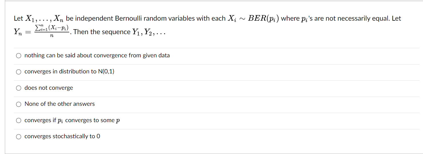 Solved Let X1,…,Xn be independent Bernoulli random variables | Chegg.com