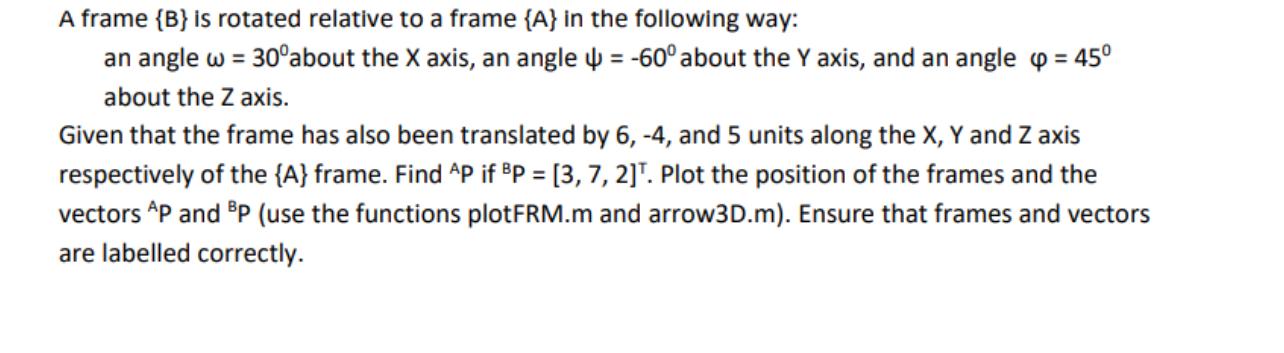 Solved The position of the frame {A} is: [6, -4, 5] The | Chegg.com