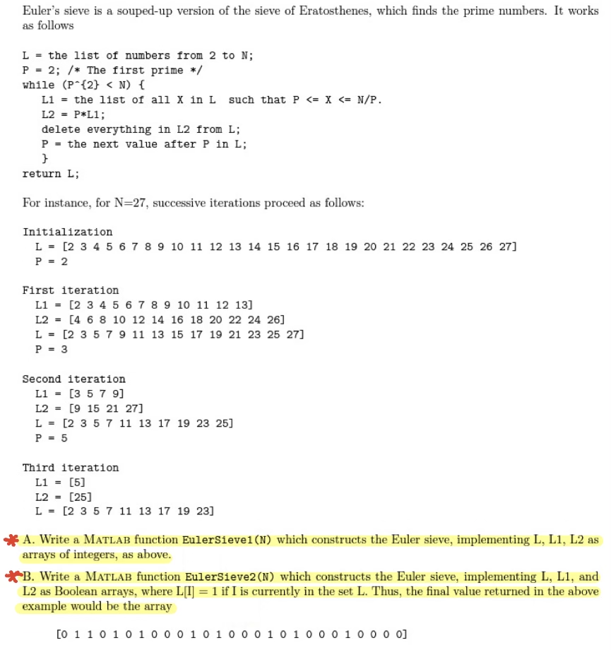 Euler's sieve is a souped-up version of the sieve of | Chegg.com