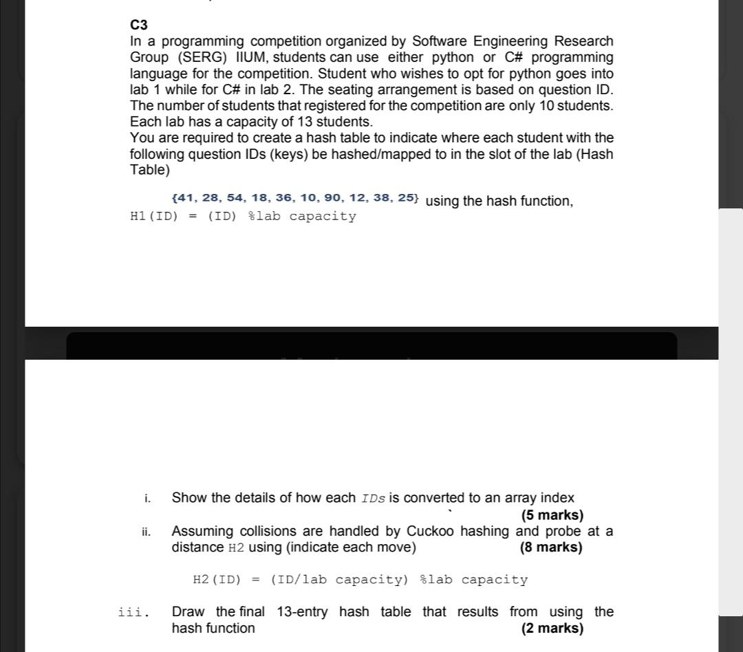 Solved C3 In a programming competition organized by Software | Chegg.com