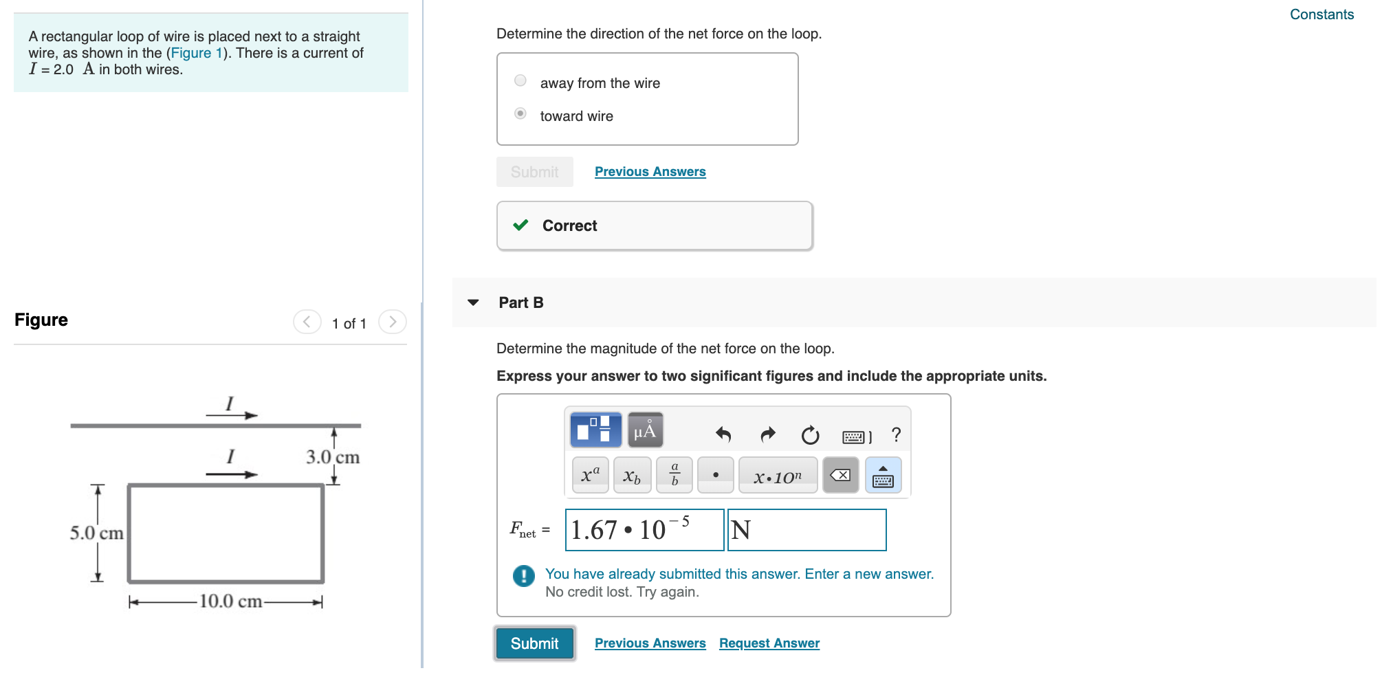 Solved Constants Determine the direction of the net force on | Chegg.com